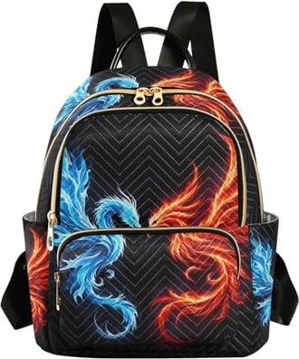 Mnsruu Dragon et Phoenix Mini sac &agrave; dos pour femme, sac de voyage d&eacute;contract&eacute;, sac &agrave; bandouli&egrave;re, S, Dragon et Phoenix, M