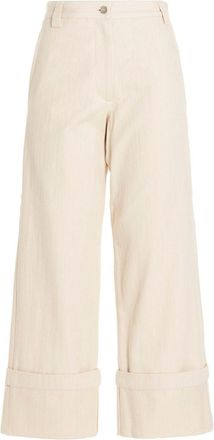 Moncler Flared Denim with Zipper Jeans - White