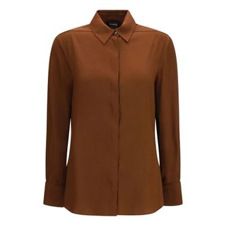 adidas by Stella McCartney Ella Seidenhemd mit Raffung am R&uuml;cken - - Sport - Damen - Braun - XL