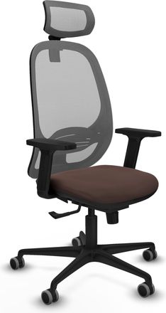 Piqueras y Crespo Stuhl mit Lendenwirbelst&uuml;tze mit 2D-Armlehnen und h&ouml;henverstellbarem Kopfteil, ausgestattet mit 3 Positionen und Schneidschaum, Grau/Dunkelbraun