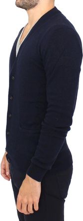 Ermanno Scervino Mens Wool-Cashmere Blend Cardigan Navy Rayon Nylon Clothing