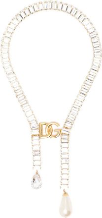Dolce & Gabbana collier à logo strassé - Or