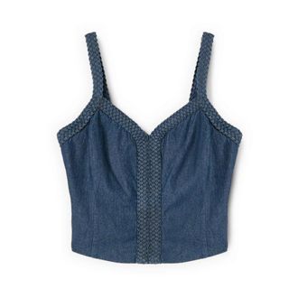 Motivi Top en jean &agrave; bretelles tress&eacute;es - Femme - Tops - Bleu - Taille: 44 FR