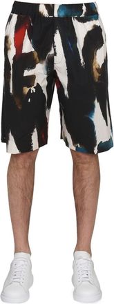 Alexander McQueen Logo-Print Cotton Bermuda - Multicolor