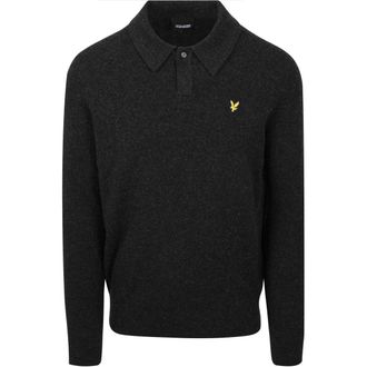 Lyle & Scott Lyle Scott Longsleeve Poloshirt Laine dAgneau Noir