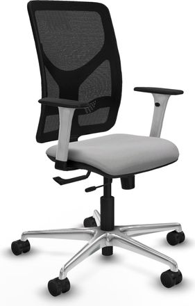 Piqueras y Crespo B&uuml;rostuhl, Grau mit wei&szlig;en und schwarzen Armlehnen, h&ouml;henverstellbare Lendenwirbelst&uuml;tze, ausgestattet mit Syncro/Traslack und Schneideschaum, Schwarz