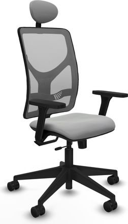 Piqueras y Crespo 24-Stunden-Stuhl, mit 3D-Armen, h&ouml;henverstellbarer Lendenwirbelst&uuml;tze und festem Kopfteil, ausgestattet mit Syncro/Traslack und Schneideschaum, Grau/H