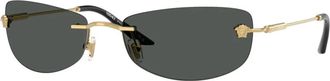 Versace Rechteckige Sonnenbrille mit doppeltem Medusa-Logo - - Accessories - unisex - Gelb - 60 MM