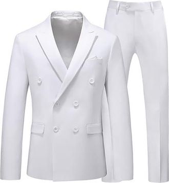 Generic Costume de mariage 2 pièces pour homme - Costume de dîner pour homme, coupe droite, smoking 2 pièces, veste et pantalon pour fête, blazer uni décontra