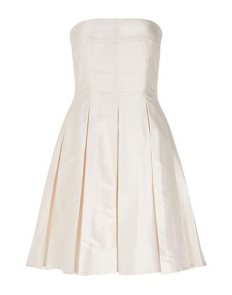 8 by YOOX SILK-SHANTUNG BANDEAU PLEATED MINI DRESS