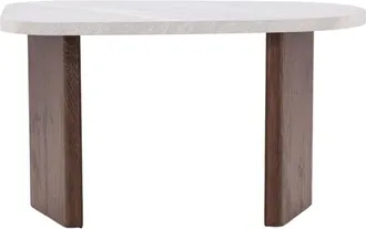 Venture Design Table basse fixe effet marbre 70x45cm - MDF gris clair - Pieds moka - Design contemporain pour salons modernes
