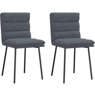 vidaXL Vidaxl - Chaises &agrave; manger lot de 2 Gris fonc&eacute; Velours