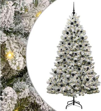 vidaXL K&uuml;nstlicher Weihnachtsbaum Gr&uuml;n und Wei&szlig; 210 cm PVC und Metall vidaXL