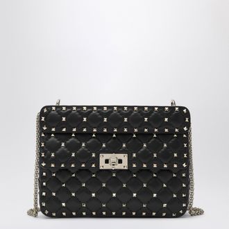 Valentino Garavani Mittelgro&szlig;e Rockstud Spike Tasche aus schwarzem Nappaleder