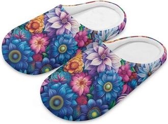 Coloranimal Pantoufles dint&eacute;rieur pelucheuses &agrave; bout ferm&eacute; pour femme - L&eacute;g&egrave;res et confortables, Fleur de Mandala., 38.5/39.5 EU