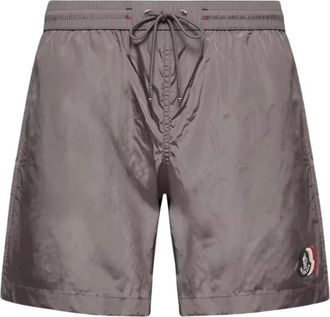 Moncler Homme, Maillots de bain, Gris, Taille: XL Short de bain &agrave; &eacute;cusson logo