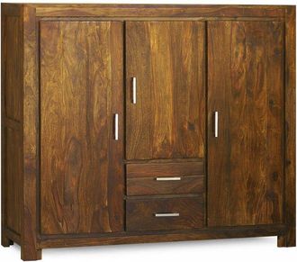 Massivmoebel24 Highboard Sheesham 140x42x120 life honey lackiert metro life 124