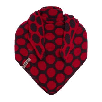 Knit Factory Dreiecksschal Liva - Damen Strickschal mit Wolle - Gestrickten Schal mit Punkt-Muster - Hochwertige Qualität - XXL Schal - 180x75 cm - Aubergine/Brigh