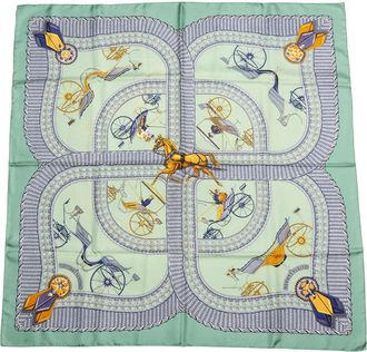 Herm&egrave;s T&uuml;cher & Schals - Hermes Classic Entraineur Silk Carre 90 Scarf Tu - Gr. unisize - in Gr&uuml;n - f&uuml;r Damen