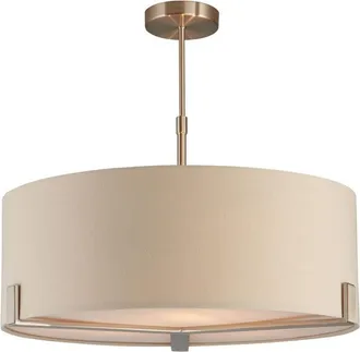 Endon Lighting Suspension &agrave; bras multiples, plaque nickel satin&eacute;, tissu gris ardoise