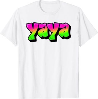BDAZ Yaya Graffiti Personalisierter Name Gr&uuml;n Rosa Frauen T-Shirt