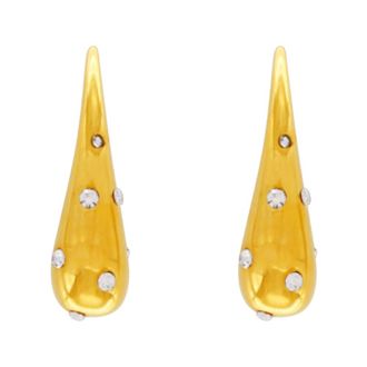 Dansk Copenhagen Femme, Accessoires, Jaune, Taille: ONE Size Joy Waterproof Slim Paisley CZ Earring 18K Gold Plating