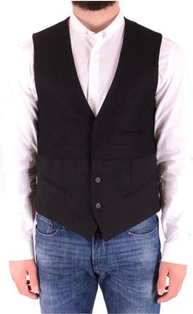 Antony Morato Homme, Vestes, Noir, Taille: S Gilet sans Manches avec Fermeture Boutonn&eacute;e et Col en V D&eacute;gag&eacute;