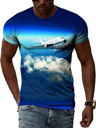 Keephen T-Shirt &agrave; col Rond pour Hommes/Femmes avec Graphique davion Impression 3D da&eacute;ronef Manches Courtes Pull d&eacute;contract&eacute;