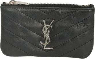 Saint Laurent Pre-owned Monogram Smooth Calf Leather Coin Case - Femme - Pre-owned - Noir - Taille: ONE Size