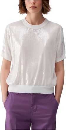 Liu Jo Femme, Pulls, Blanc, Taille: 38 FR Top &agrave; Sequins
