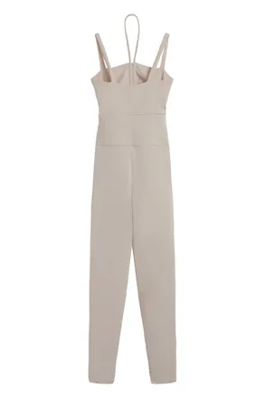 Live The Process Womens Elastic Jumpsuit Beige Polyamide Jumpsuits Dress