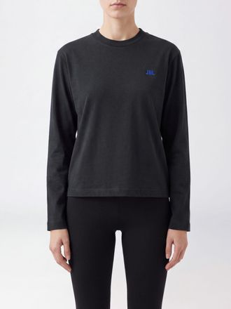 Jil Sander T-shirt &agrave; manches longues en coton avec logo contrastant