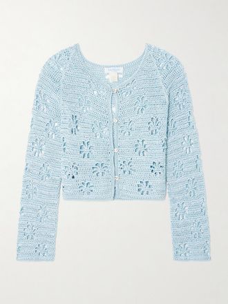 Calle Del Mar Cardigan Raccourci En Mailles Crochetées - Bleu