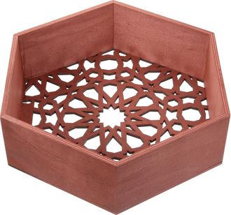 Cabilock Schwebendes Hexagon Wandregal aus Holz Modernes Sechseckiges Hängeregal mit Islamischem Muster Stabiles Wandregal für Wohnzimmer Küche Bad und Büro Pl