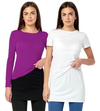Merry Style Damen Verl&auml;ngerungsgurt f&uuml;r Hemden T-Shirts Nierenw&auml;rmer Minirock MS10-202 2PACK (2Pack-Schwarz/Wei&szlig;, 6XL)
