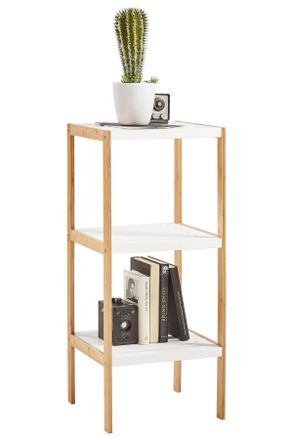 Xora Regal, Braun, Wei&szlig;, Holzwerkstoff, Bambus, teilmassiv, 3 F&auml;cher, 34x80x33 cm, Beim&ouml;bel erh&auml;ltlich, Wohnzimmer, Regale, B&uuml;cherregale