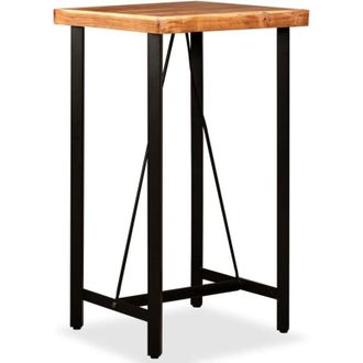 vidaXL Vidaxl - Table de bar en bois massif dacacia 60x60x107 cm - Surface polie et laqu&eacute;e - Pieds en acier pour stabilit&eacute; - Style industriel