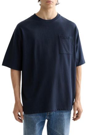 Scotch & Soda Mens Core-3 Crosses Loose Fit Pocket T-Shirt, Night, XL