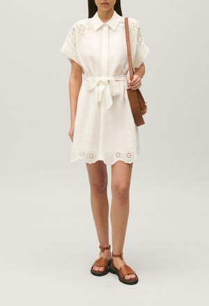 Claudie Pierlot Robe chemise courte broderie anglaise