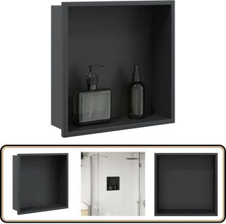 vidaXL Duschnische Mattschwarz 32x32x9 cm Edelstahl - Duscheinstieg - Duschwand - Edelstahl Duschnische - Wandnische Bad - Aufbewahrung Badezimmer