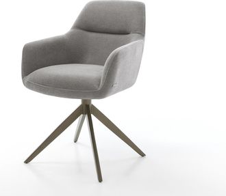 DELIFE Drehstuhl Pejo-Flex Strukturstoff Soft Grau Kreuzgestell breit Effektfinish Titan 360&deg; drehbar Wippfunktion Taschenfederkern, Esszimmerst&uuml;hle