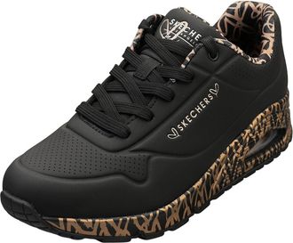 Skechers UNO Loving Love, Damen-Turnschuhe, Black Durabuck Rose Gold Trim, 40 EU