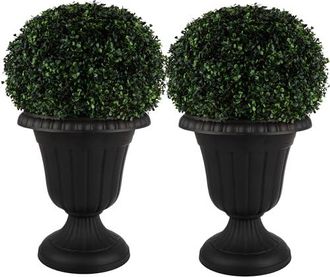 Pure Garden Pflanzgefäß für den Außenbereich, 40,6 x 45,7 cm, Kunststoff-Pflanztöpfe für drinnen, draußen oder Veranda, Dekoration, Blumentöpfe (schwarz), 2 Stück