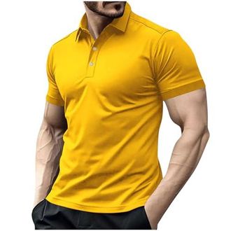 Generic Chemises de golf d&eacute;contract&eacute;es unies &agrave; manches courtes et col rabattable, extensible, classique, respirant, l&eacute;ger, haut de sport, gym, entra&icirc;nement, c