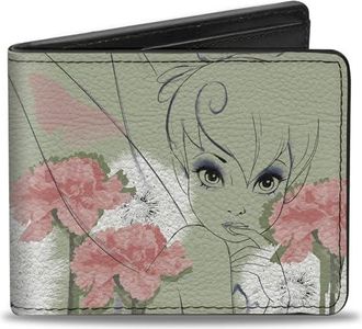 Buckle Down Croquis Fée Clochette/OEillets/Pissenlits Accessoire de Voyage-Portefeuille à Double pli, Multicolore, Standard Size Homme