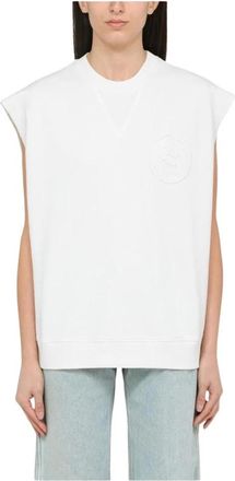 Stella McCartney Femme, Tops, Blanc, Taille: 40 FR Sleeveless Logo SweaT-shirt