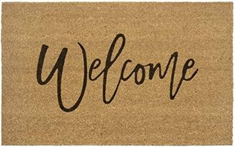 Hanse Home Paillasson en Coco pour lintérieur - 45 x 75 cm - Paillasson en Coco - Design Welcome - Antidérapant - pour entrée et extérieur Couvert - Naturel