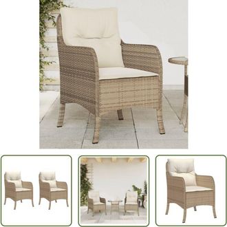 vidaXL Gartenst&uuml;hle mit Kissen 2 Stk. Beige Poly Rattan - Gartensessel - Gartenst&uuml;hle - Outdoor M&ouml;bel - Rattan Gartenm&ouml;bel - Beige Gartenm&ouml;bel - The Living