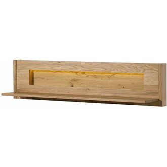 Massivmoebel24 Wandregal Wildeiche inkl. led 164x25x38 natur ge&ouml;lt cardiff 151