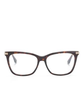Jimmy Choo Eyewear lunettes de vue à monture papillon ornée de paillettes - Marron